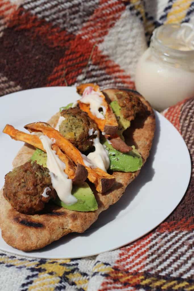 Falafel, Avocado and Sweet Potato Flatbreads with Chilli and Lime Mayo ...