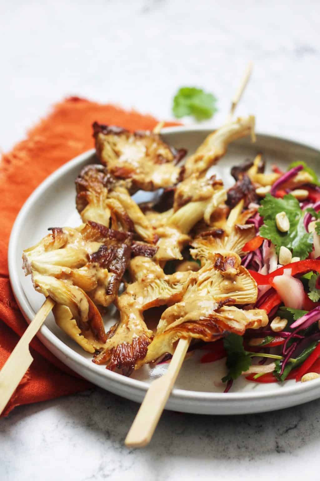 Vegan Satay Skewers with Oyster Mushrooms - Supper in the Suburbs