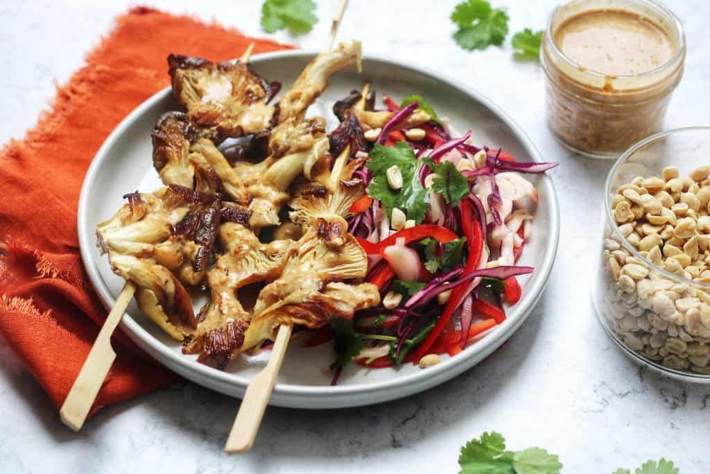 Vegan Satay Skewers with Oyster Mushrooms - Supper in the Suburbs