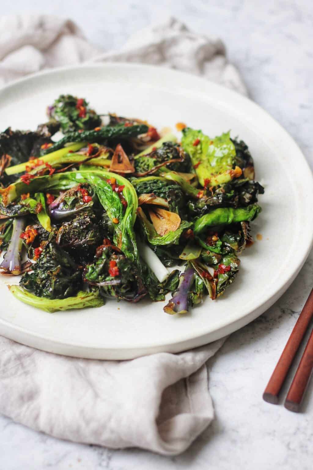 Stir Fried Greens with Garlic and Chilli Oil - Supper in the Suburbs